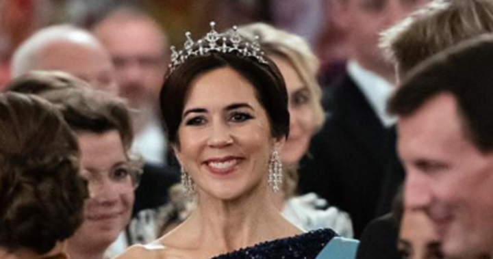 Princess Mary wows in gorgeous blue, sparkly gown for elaborate evening ...