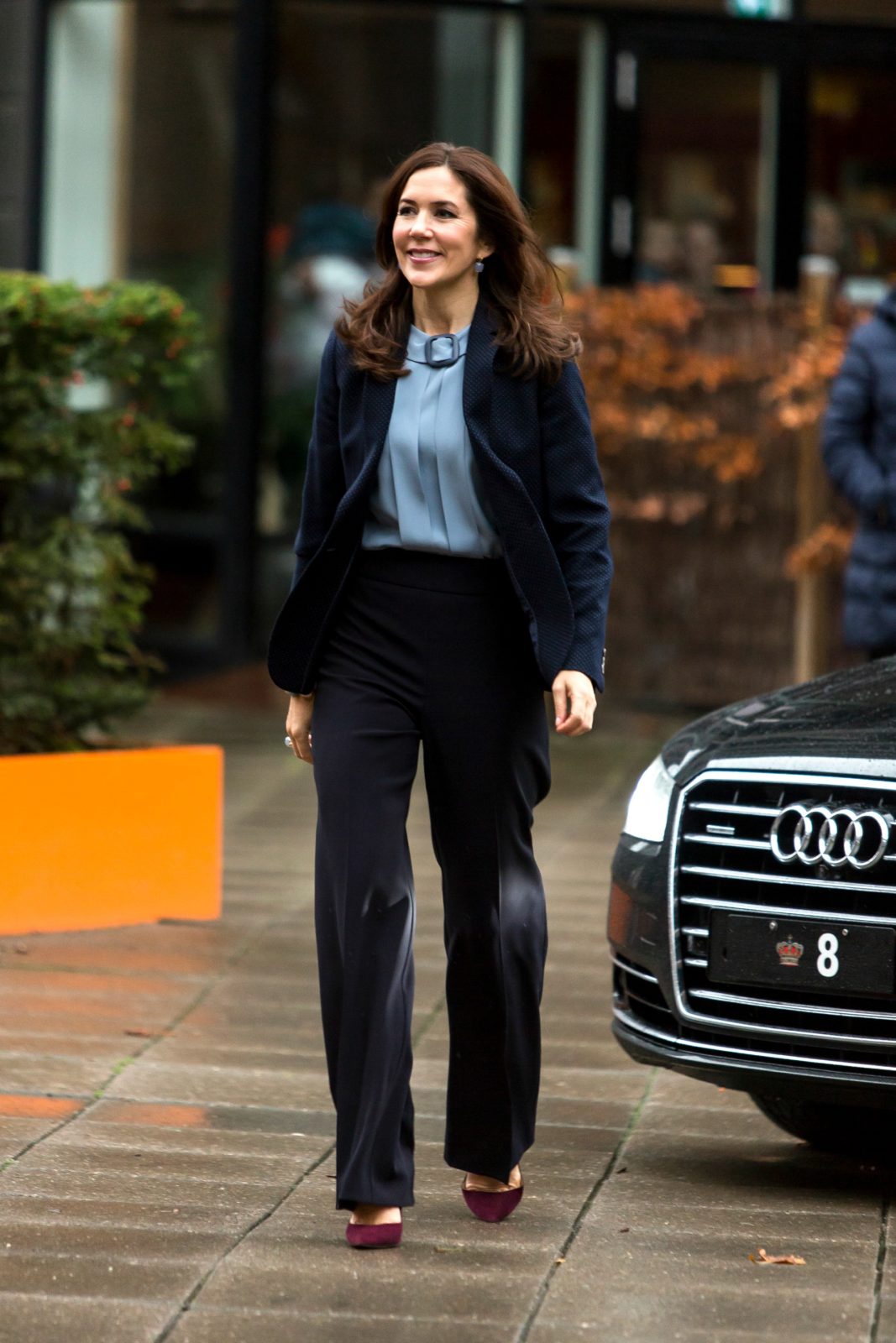 Princess Mary looks business chic in navy suit with sky-high stilettos ...