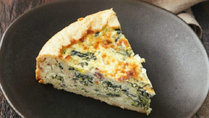 Deliciously filling goat’s cheese and spinach quiche - Starts at 60