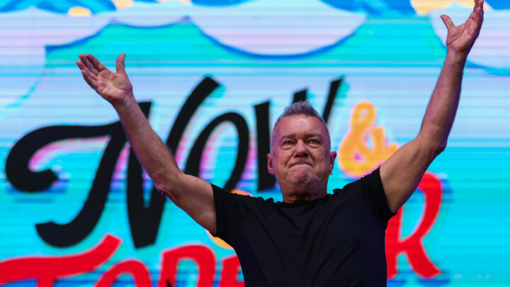 Jimmy Barnes shows off his growing strength in impressive poolside ...